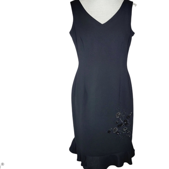 Studio One | Dresses | Studio One Sheath Black Dress Beaded Details 8p ...